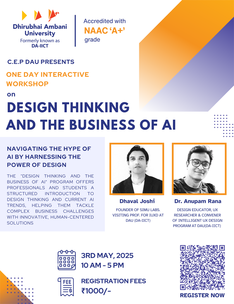 One Day Interactive Workshop on Design Thinking and The Business of AI | Dhirubhai Ambani ...